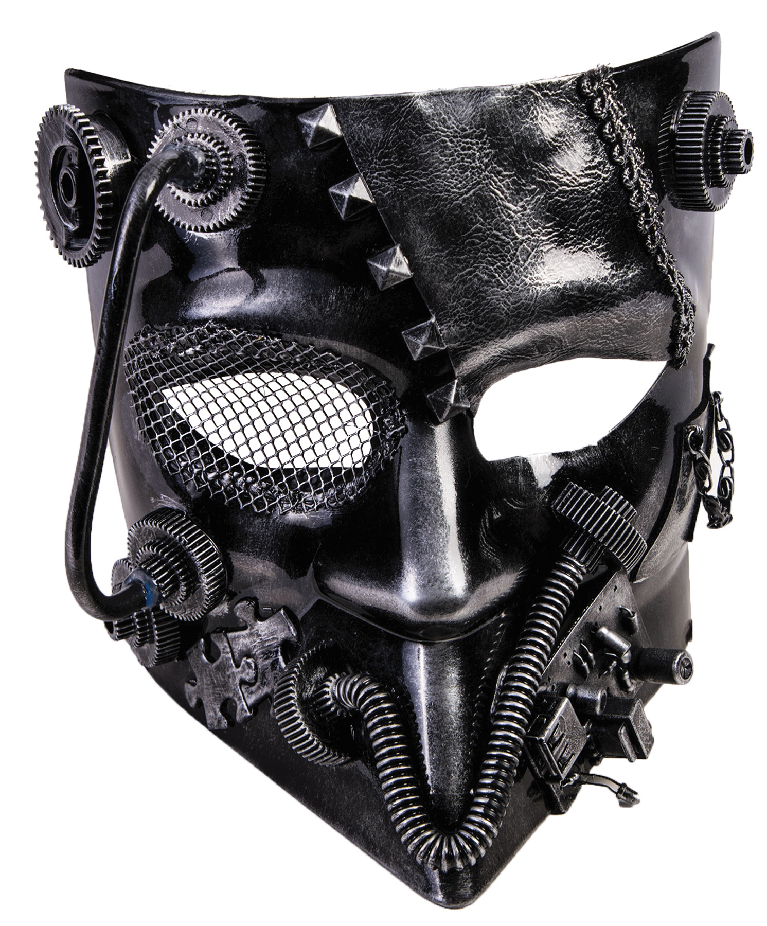 Adult Silver Jester Steampunk Mask - CostumePub.com