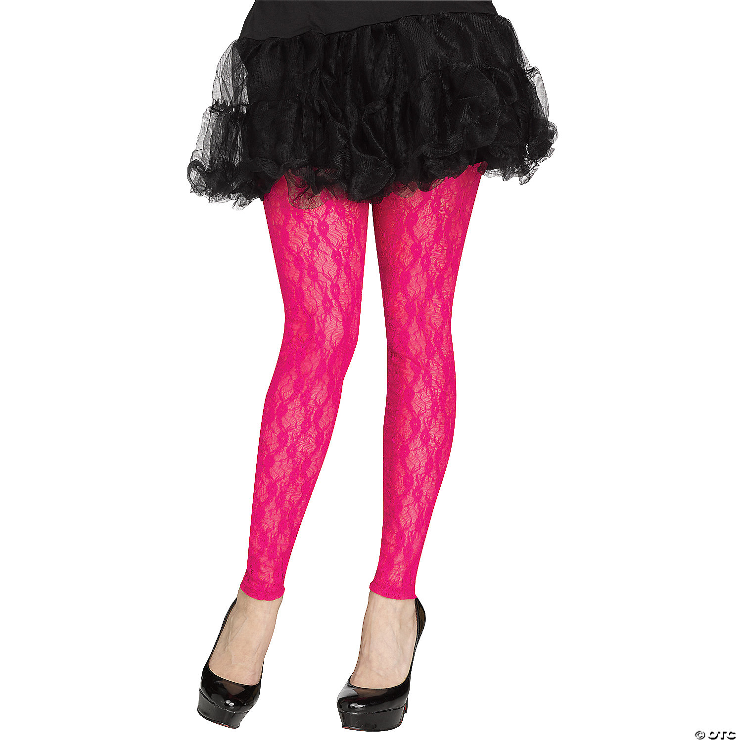 Tights Footless Pink Lace 80S - CostumePub.com