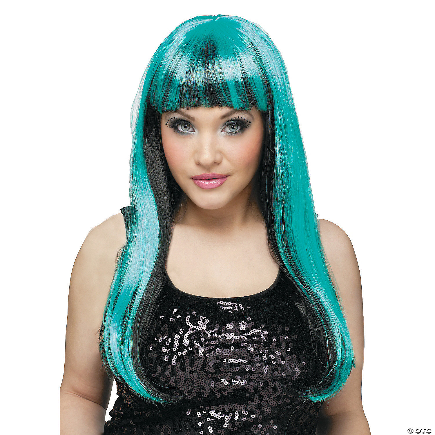 Black Teal Natural And Neon Wig - CostumePub.com
